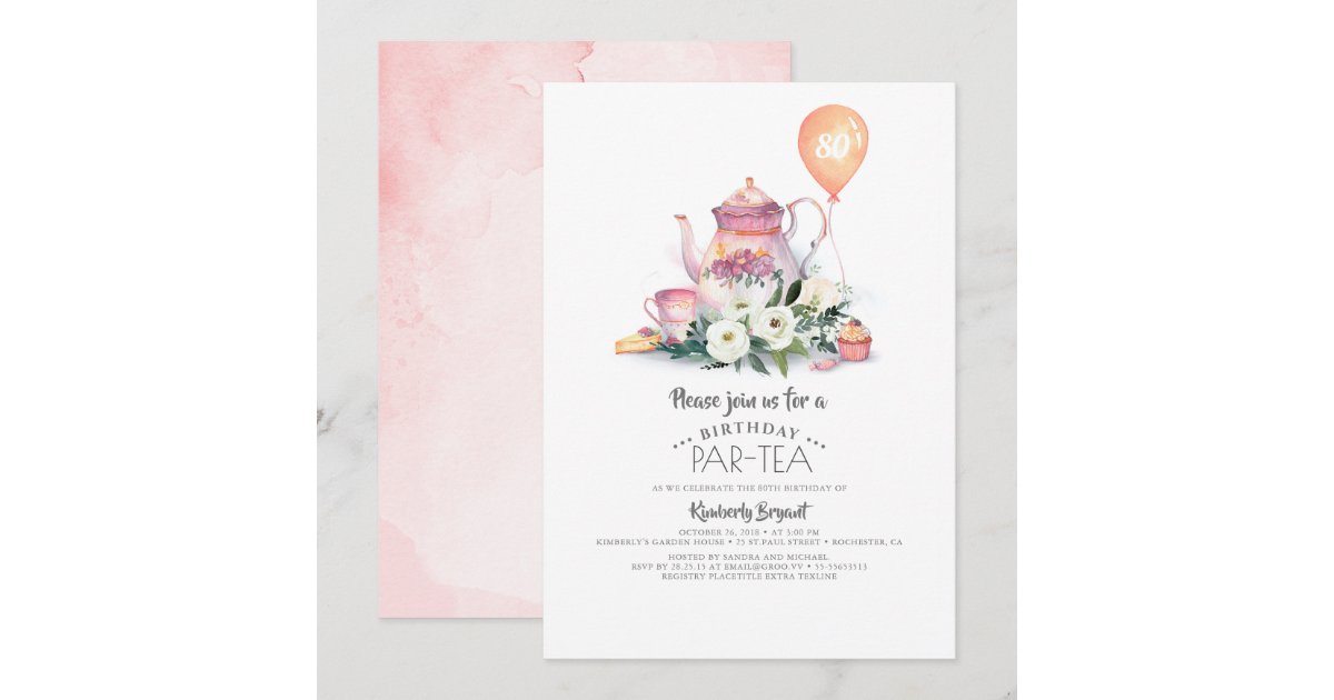 Elegant Floral Birthday Par-tea Invitation | Zazzle.com