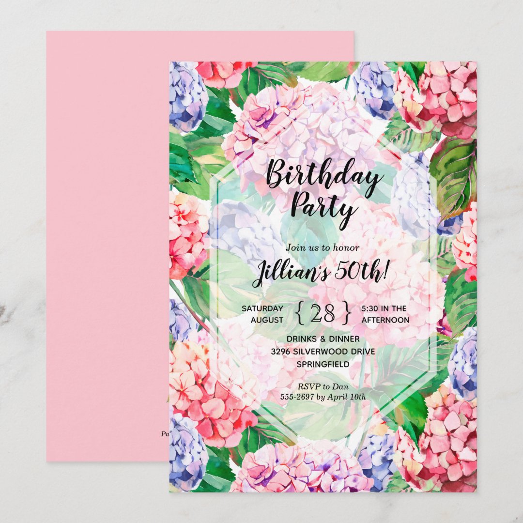 Elegant Floral Birthday Party Invitations | Zazzle