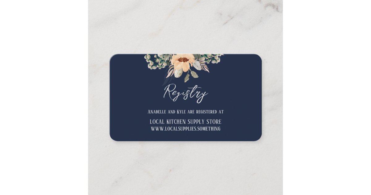 Elegant floral blue Gift Registry information card | Zazzle