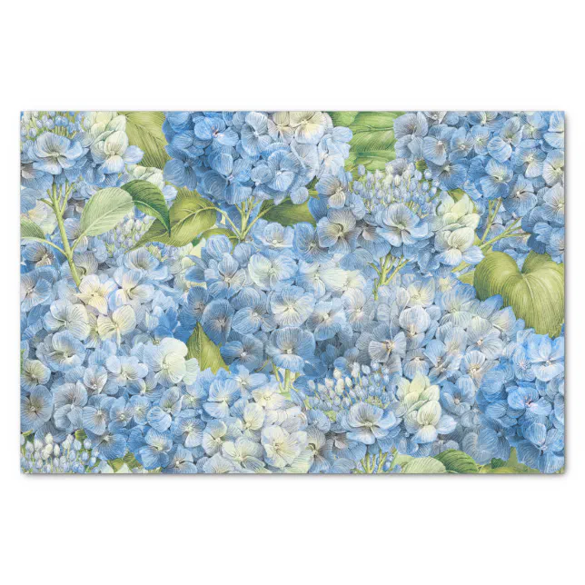 Elegant Floral Blue Hydrangea Pattern Decoupage Tissue Paper | Zazzle