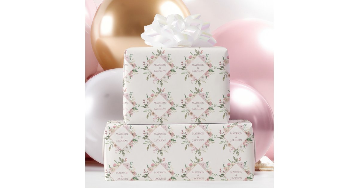 Elegant Floral Blush Pink Peony Summer Wedding Wrapping Paper | Zazzle