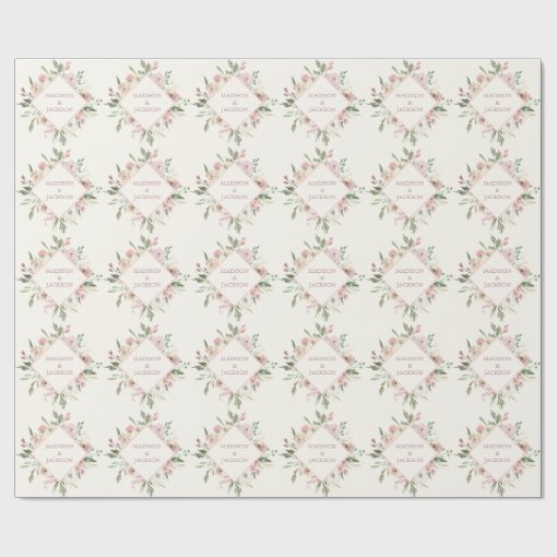 Elegant Floral Blush Pink Peony Summer Wedding Wrapping Paper | Zazzle