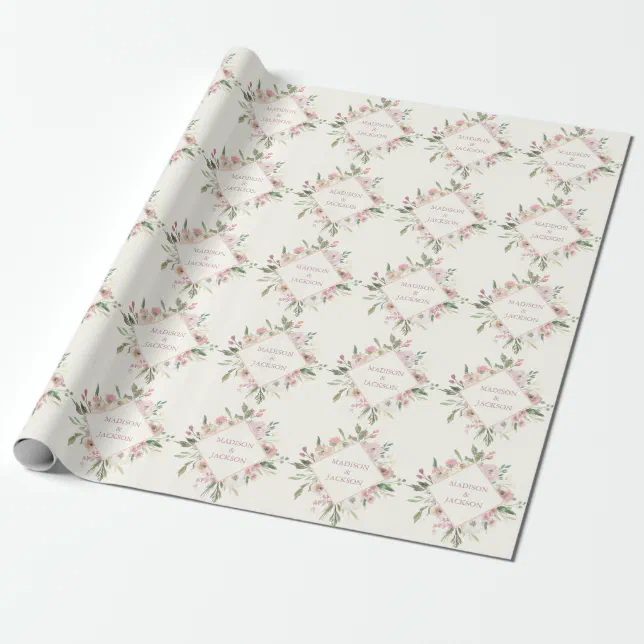 Elegant Floral Blush Pink Peony Summer Wedding Wrapping Paper | Zazzle
