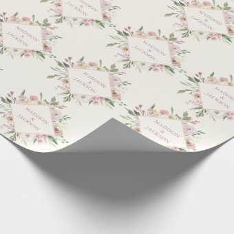 Elegant Floral Blush Pink Peony Summer Wedding Wrapping Paper | Zazzle