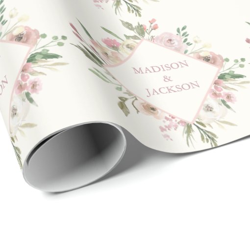 Elegant Floral Blush Pink Peony Summer Wedding Wrapping Paper | Zazzle