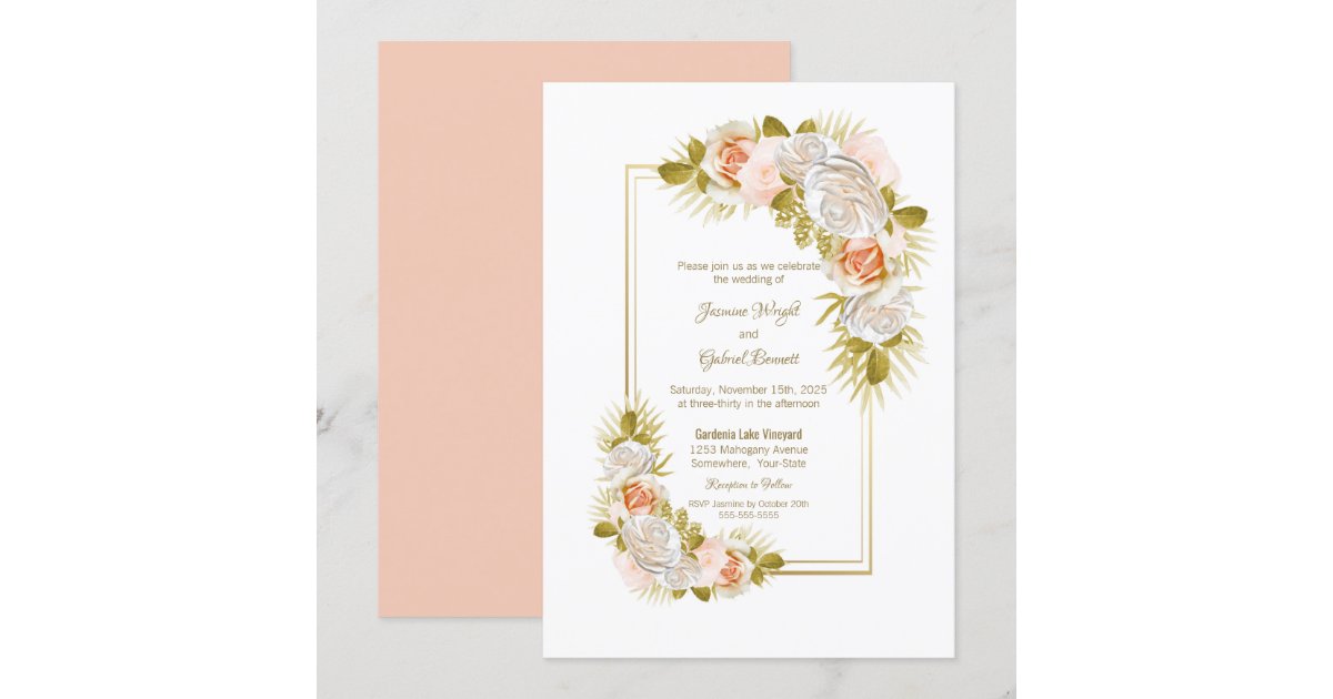 Elegant Floral Blush Pink Wedding Invitation | Zazzle
