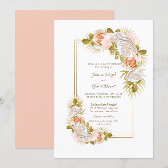 Elegant Floral Blush Pink Wedding Invitation | Zazzle.com