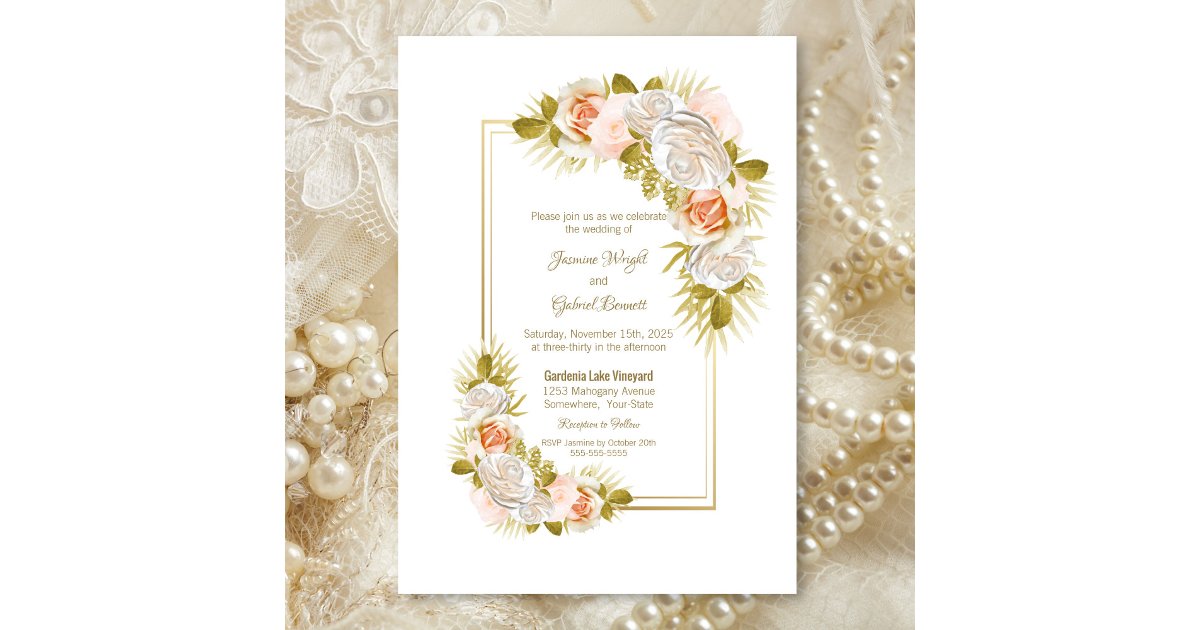 Elegant Floral Blush Pink Wedding Invitation | Zazzle