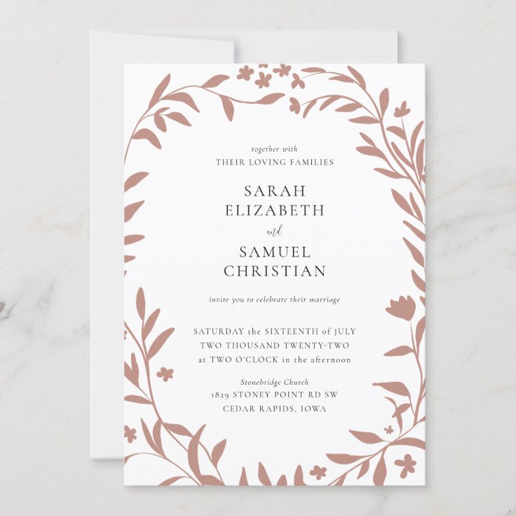 Elegant Floral Border Wedding Invitation | Zazzle