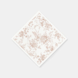 Elegant Floral Botanical Blush Peach Toile Wedding Napkins | Zazzle