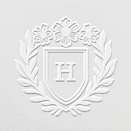 Elegant Floral Botanical Shield Crest Monogram Embosser | Zazzle