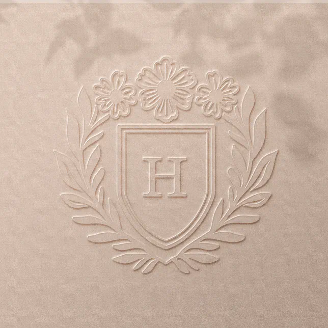 Elegant Floral Botanical Shield Crest Monogram Embosser | Zazzle
