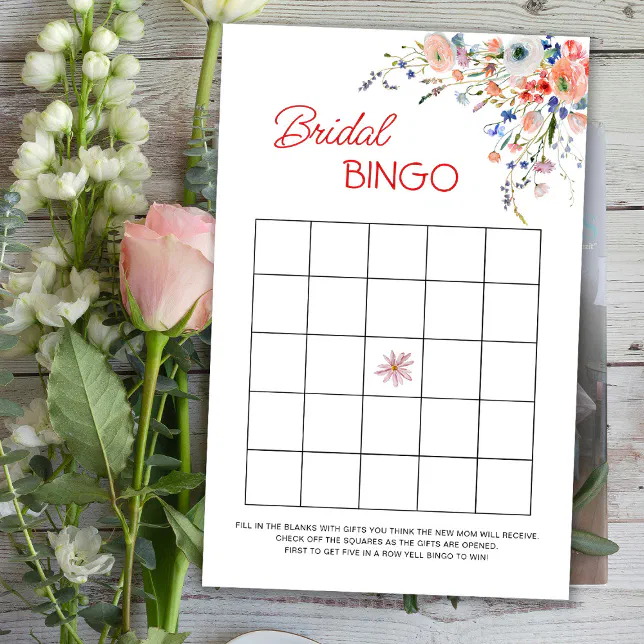 Elegant Floral Bridal Bingo Game | Zazzle