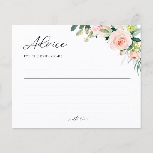 Elegant Floral Bridal Shower Words of Advice Card | Zazzle