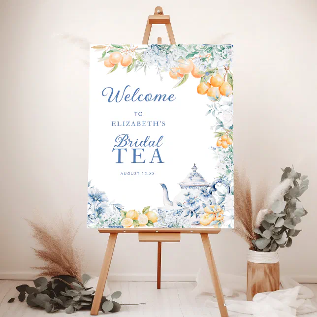 Elegant Floral Bridal Tea Welcome Foam Board | Zazzle