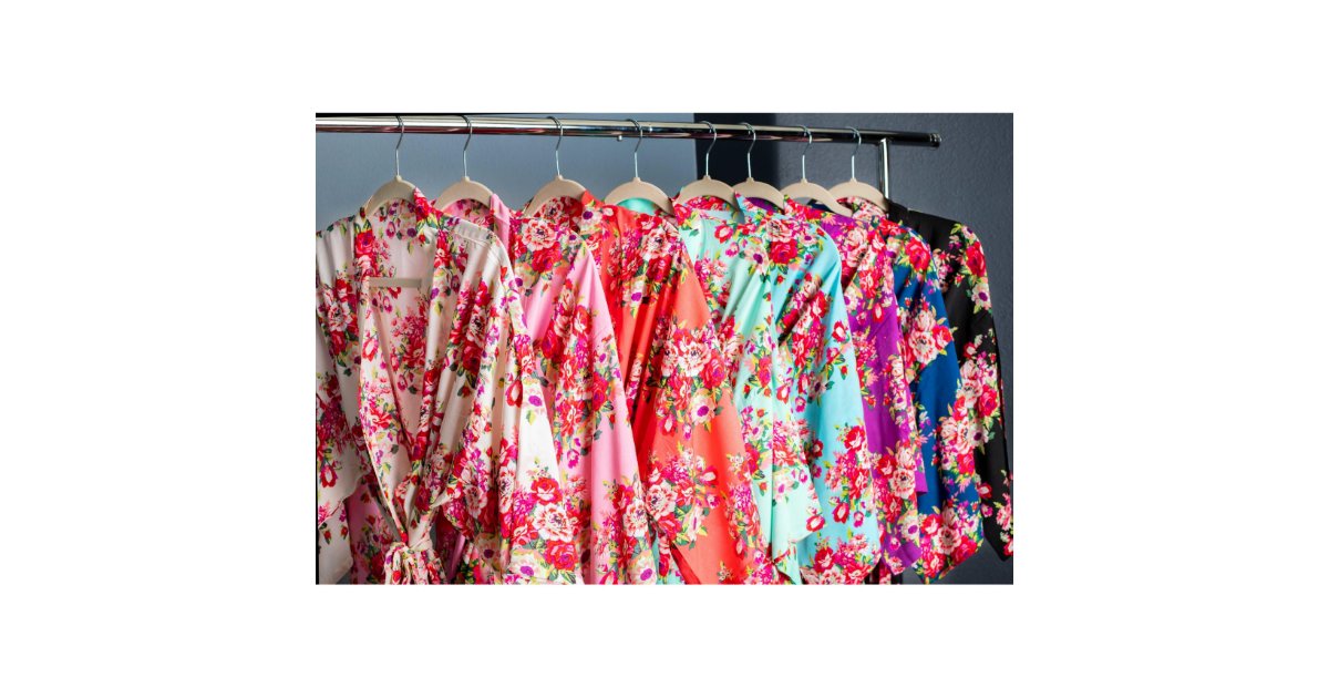 Elegant Floral Bridesmaid Cotton Robe | Zazzle
