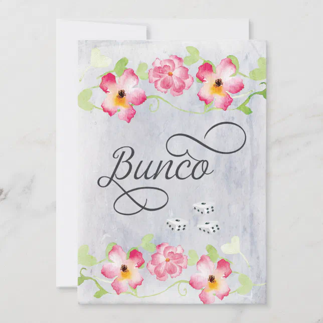Elegant Floral Bunco Girls Night Out Party Invitation | Zazzle