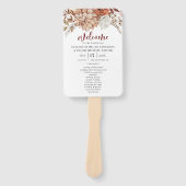 Elegant Floral Burgundy Wedding Program Hand Fan | Zazzle