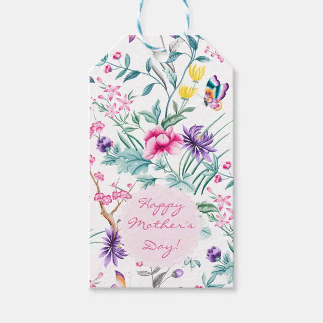 Elegant Floral & Butterflies Mother's Day Gift Tags | Zazzle