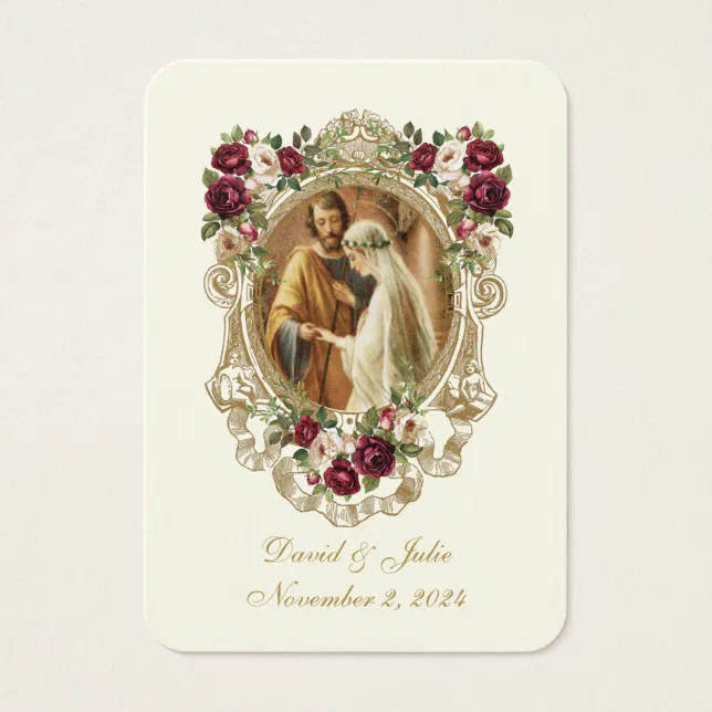 Elegant Floral Catholic Wedding Prayer Card | Zazzle