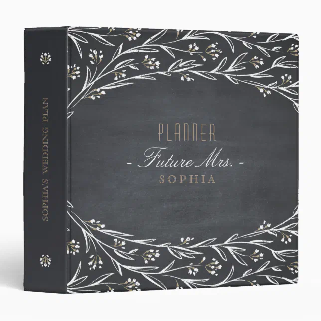 Elegant floral chalkboard rustic wedding planner binder | Zazzle