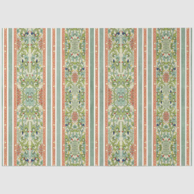Elegant Floral Chinoiserie Vintage Jade Decoupage Tissue Paper | Zazzle