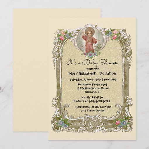 Elegant Floral Christian Baby Shower Invitation | Zazzle