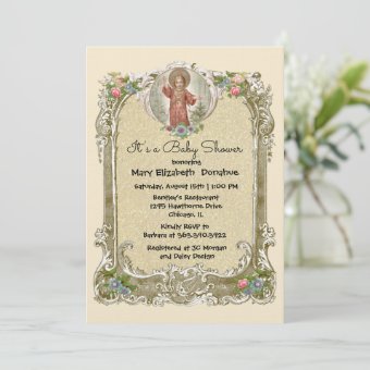 Elegant Floral Christian Baby Shower Invitation | Zazzle
