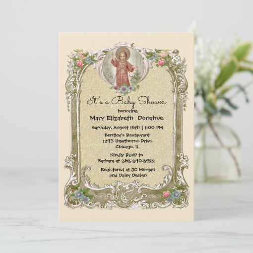 Elegant Floral Christian Baby Shower Invitation | Zazzle