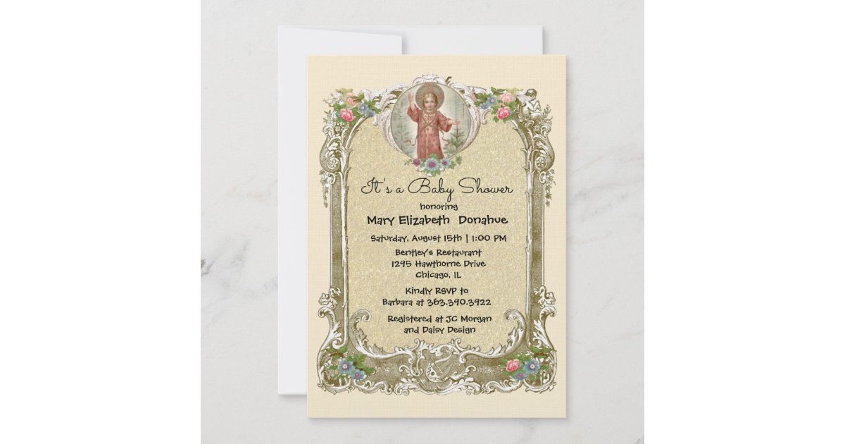 Elegant Floral Christian Baby Shower Invitation | Zazzle