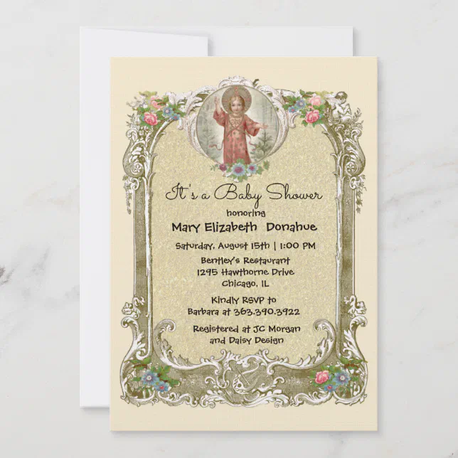 Elegant Floral Christian Baby Shower Invitation | Zazzle