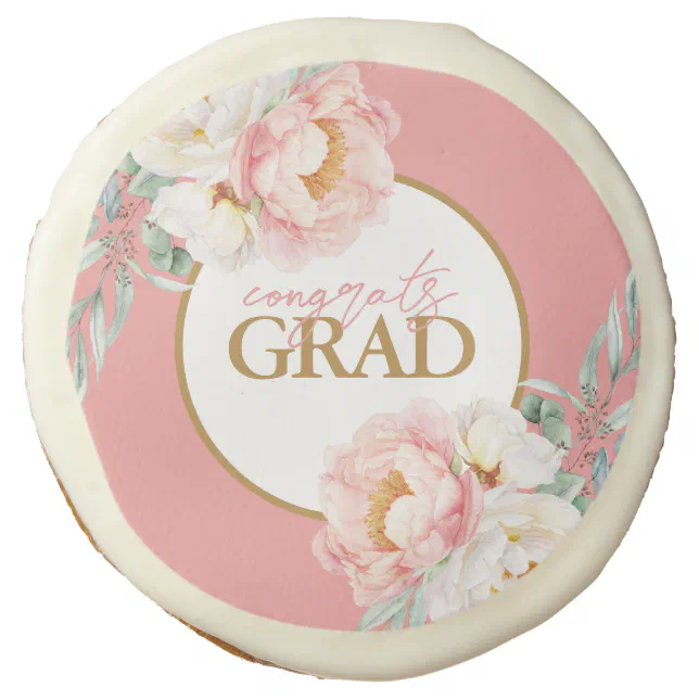 Elegant Floral Congrats Grad Custom Sugar Cookies | Zazzle