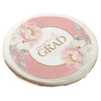 Elegant Floral Congrats Grad Custom Sugar Cookies | Zazzle