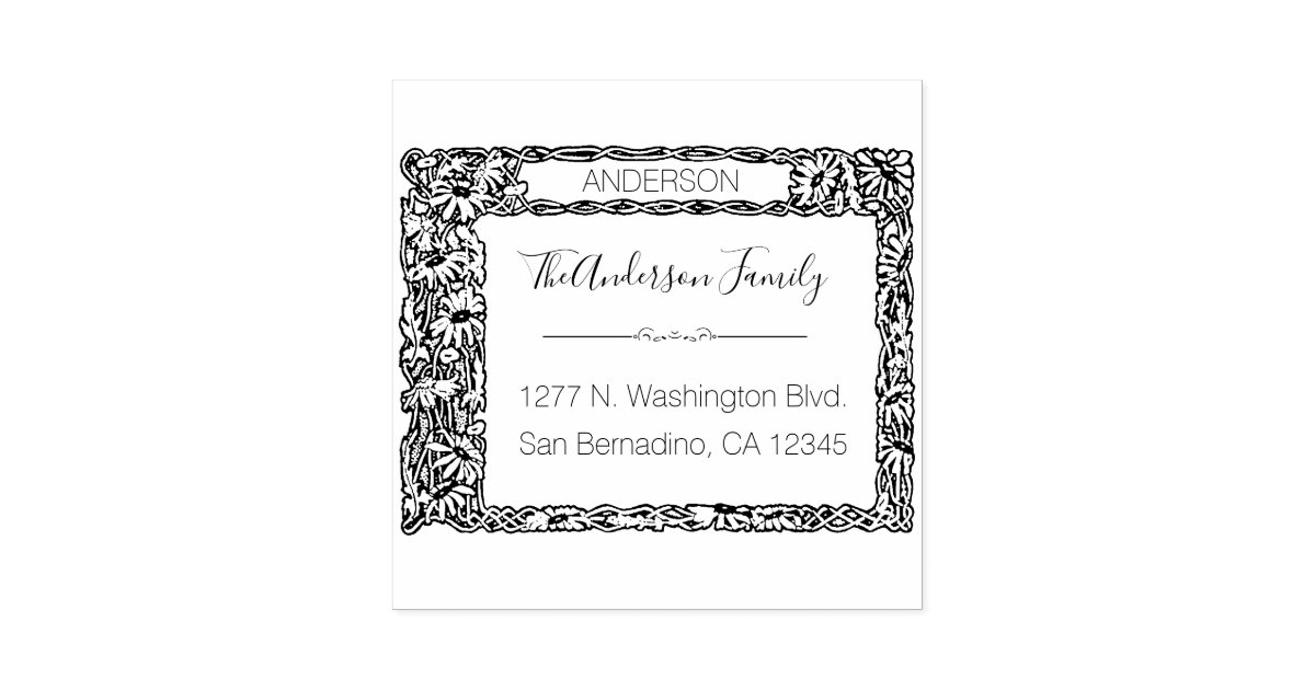 Elegant Floral | Custom Script Return Address Rubber Stamp | Zazzle
