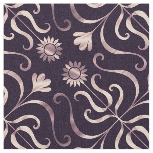 Purple Floral Damask Fabric | Zazzle