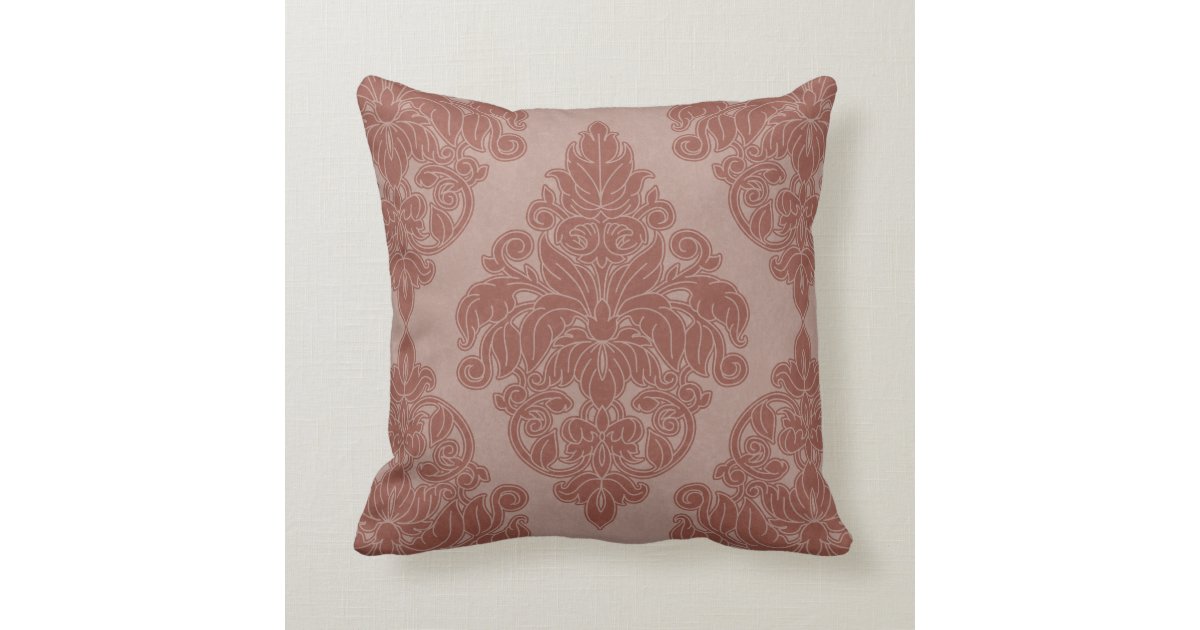 Elegant Floral Damask Throw Pillow in cinnamon | Zazzle.com