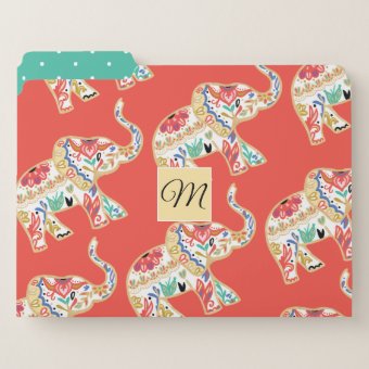 Elegant Floral Decorative Ornate Elephant Pattern File Folder | Zazzle
