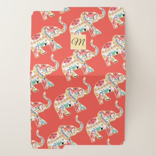 Elegant Floral Decorative Ornate Elephant Pattern File Folder | Zazzle