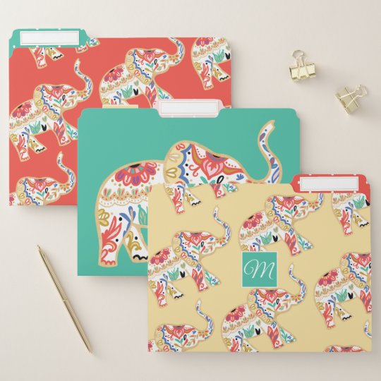 Elegant Floral Decorative Ornate Elephant Pattern File Folder | Zazzle.com