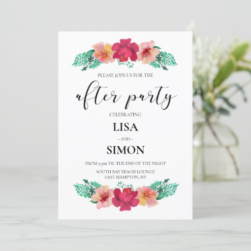 Elegant floral design wedding after party invitation | Zazzle