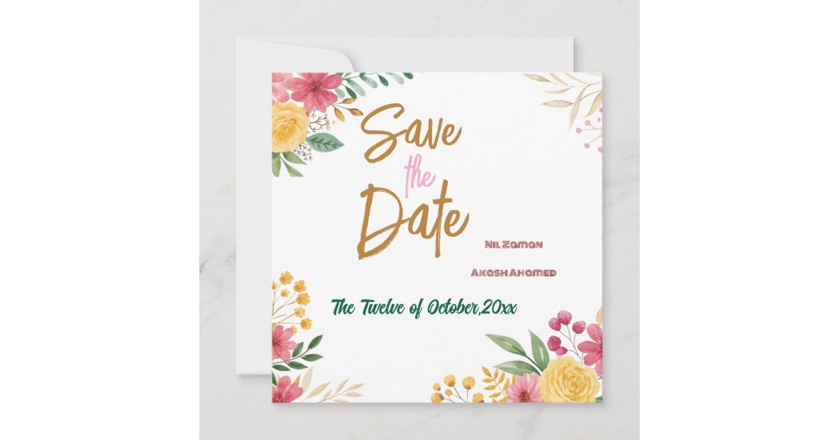 Elegant Floral Dual Name save the date | Zazzle