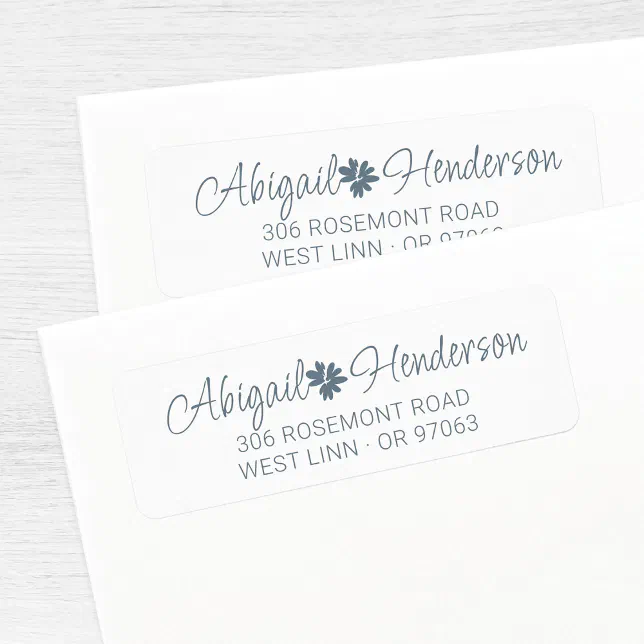 Elegant Floral Dusty Blue Daisy Return Address Label | Zazzle