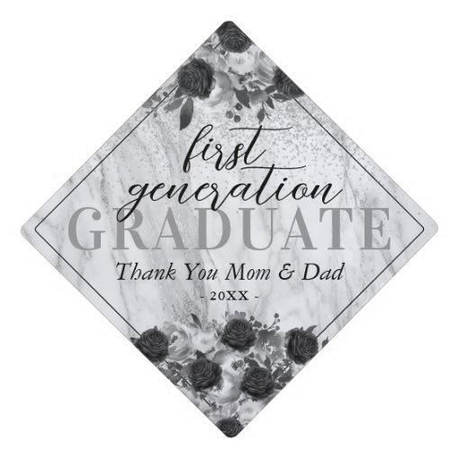 Elegant Floral First Generation Graduate Graduation Cap Topper | Zazzle