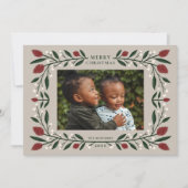 Elegant Floral Frame Horizontal Christmas Photo Holiday Card | Zazzle
