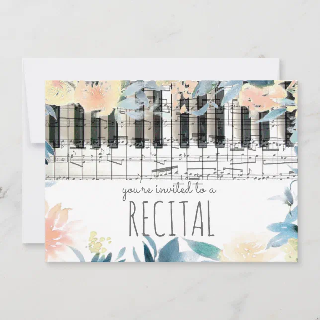elegant floral girly music recital invitation | Zazzle