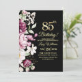 Elegant Floral Gold 85 Birthday Photo Invitation | Zazzle