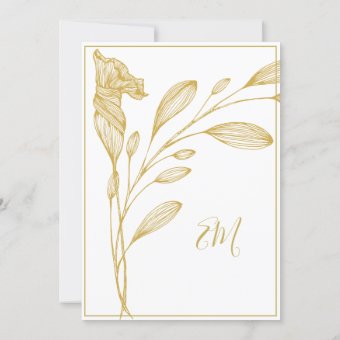 Elegant Floral Gold Formal Wedding Invitation | Zazzle