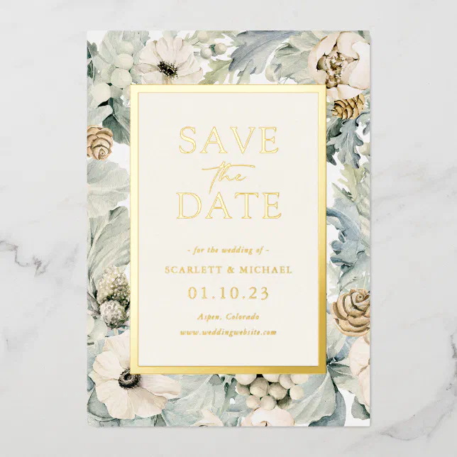Elegant Floral Gold Wedding Foil Invitation | Zazzle