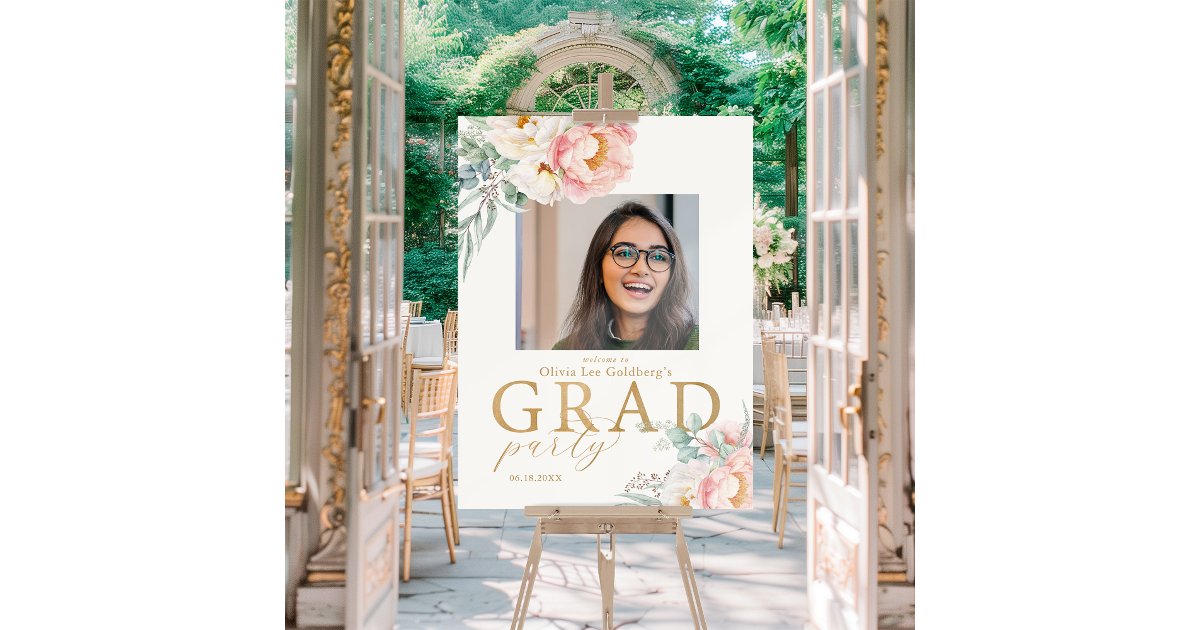 Elegant Floral Grad Party Foam Board Welcome Sign | Zazzle