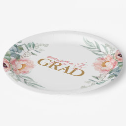 Elegant Floral Graduation Paper Plates | Zazzle